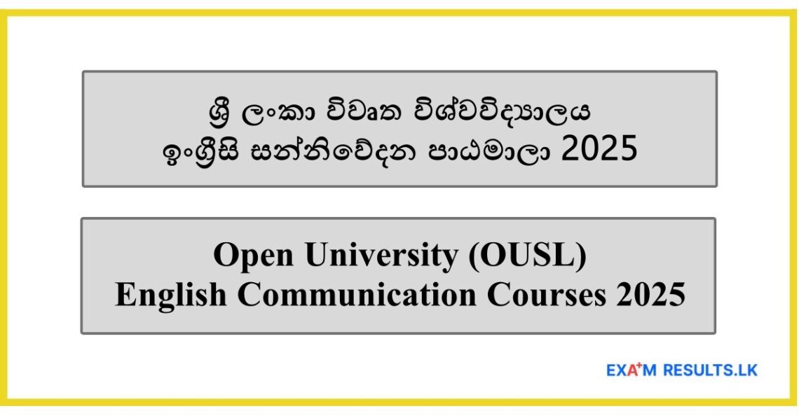 English Communication Courses - Open University (OUSL) 2025 ...