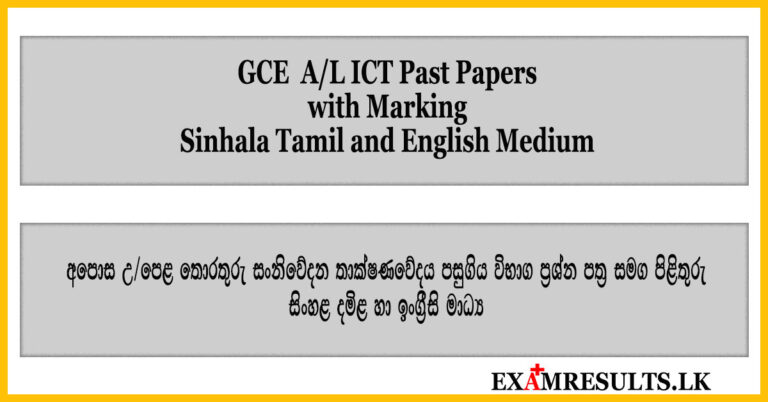 A/L ICT Past Papers with Answers 2018 to 2024 Sinhala Tamil and English ...
